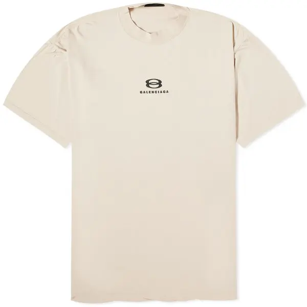 Balenciaga Small Logo T-Shirt In Light Beige/Black - 45% Off
